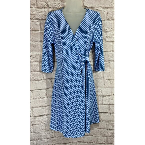 fresh produce | Dresses | Fresh Produce Blue Geometric Faux Wrap Dress ...